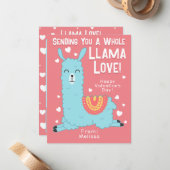 A Whole Llama Love Classroom Valentine's Day Note Card | Zazzle