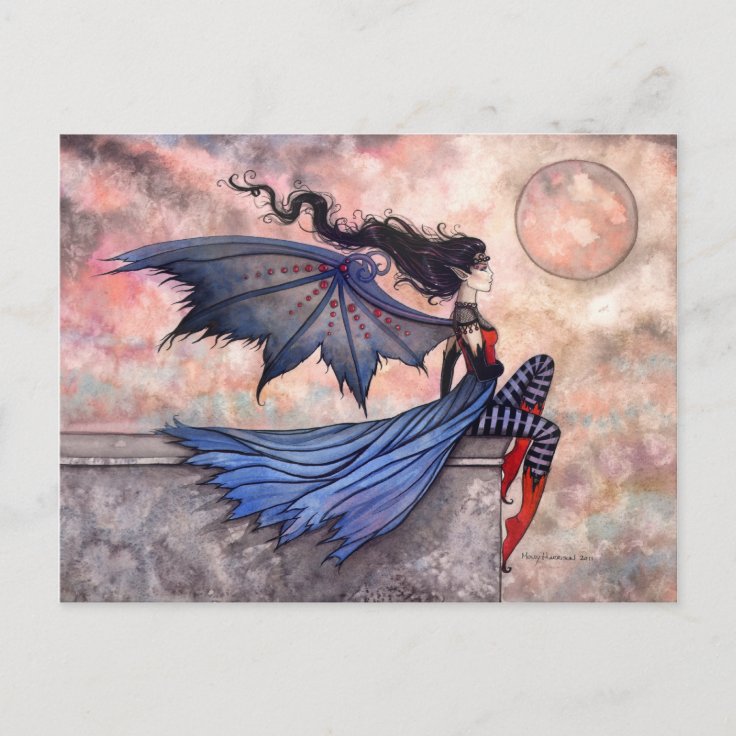 A Wicked Wind Gothic Fairy Vampire Postcard | Zazzle