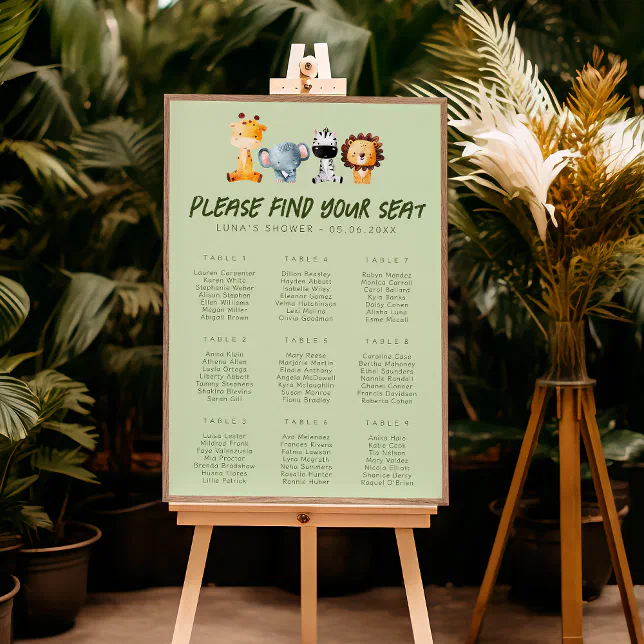 A Wild One Is On The Way Safari Seating Chart | Zazzle