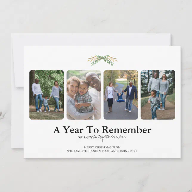A Year To Remember 4 photos Christmas Holiday Card | Zazzle