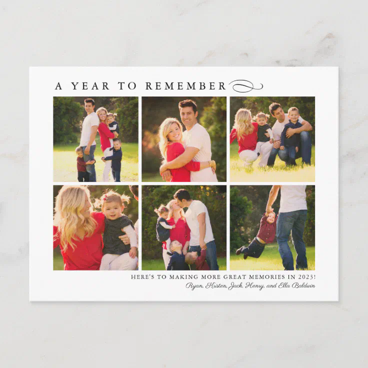 A Year to Remember Elegant Photo Collage Holiday Postcard | Zazzle