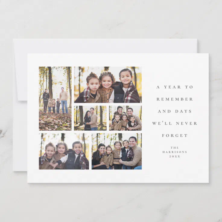 A year to remember sentimental photo collage holiday card | Zazzle
