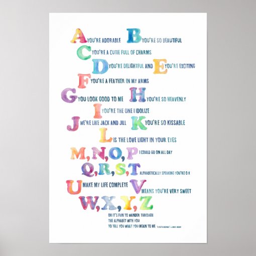 A, you're adorable Nursery Alphabet Poster-Delight Poster | Zazzle