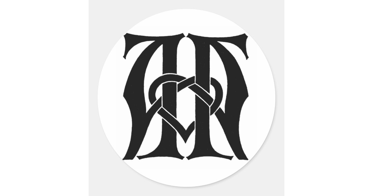 AA Monogram Classic Round Sticker | Zazzle