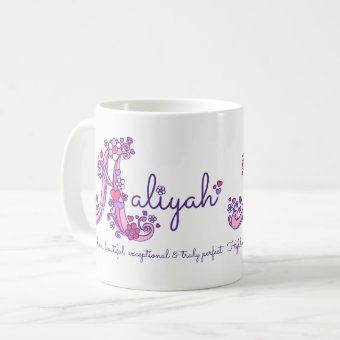 Aaliyah name meaning decorative A monogram mug | Zazzle