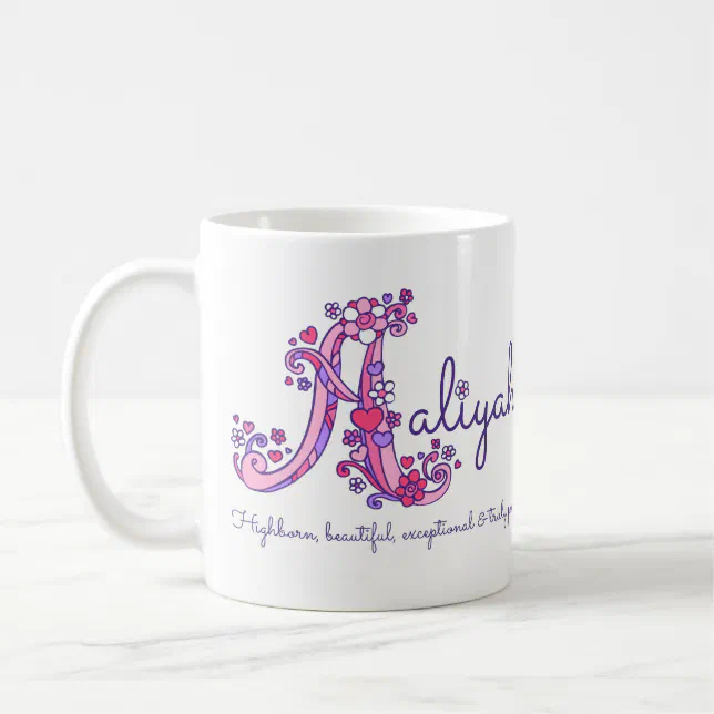 Aaliyah name meaning decorative A monogram mug | Zazzle
