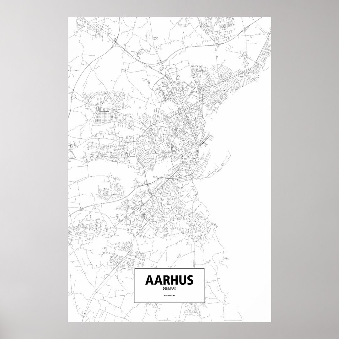 Aarhus, Denmark (black on white) Poster | Zazzle