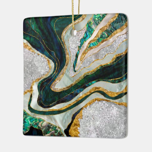 Abalone and Crystals geode digital art Ceramic Ornament | Zazzle