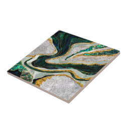 Abalone and Crystals geode digital art Ceramic Tile | Zazzle