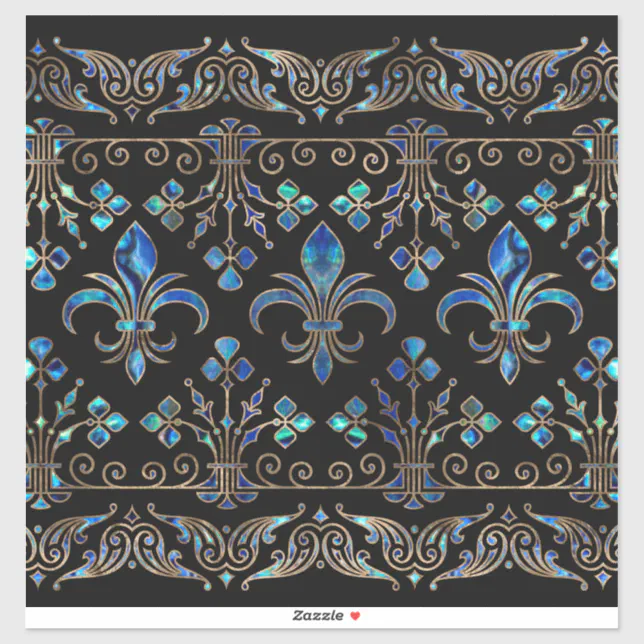 Abalone Shell and and gold Fleur-de-lis ornament Sticker | Zazzle
