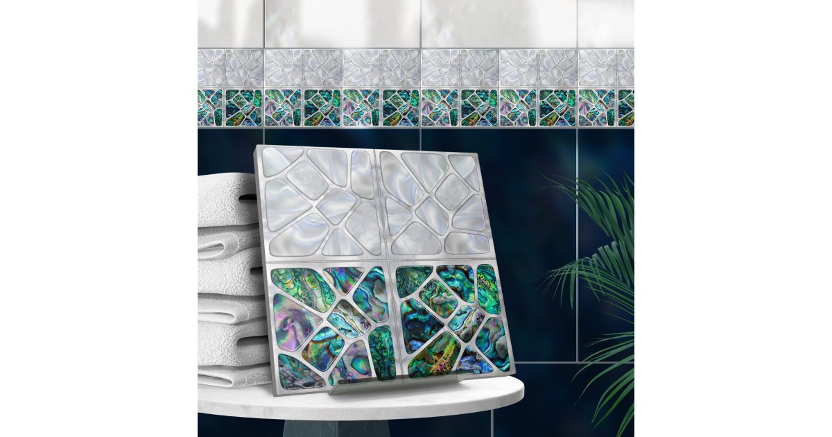 Abalone Shell and Pearl - Cells Collage N10 Ceramic Tile | Zazzle