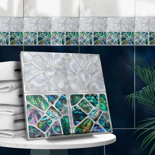 Abalone Shell and Pearl - Cells Collage N10 Ceramic Tile | Zazzle
