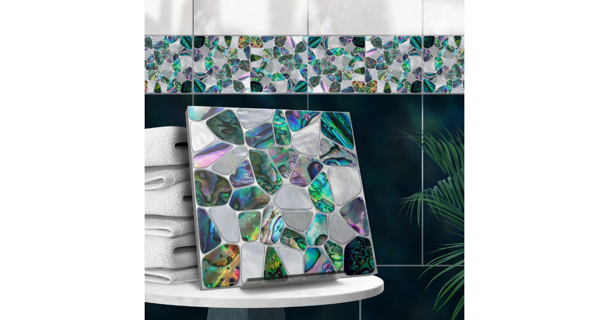 Abalone Shell and Pearl - Cells Collage N16 Ceramic Tile | Zazzle