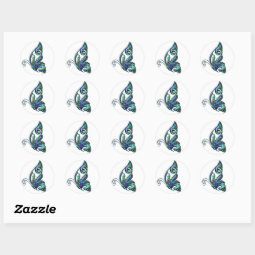 Abalone Shell Art Deco Butterfly Classic Round Sticker | Zazzle