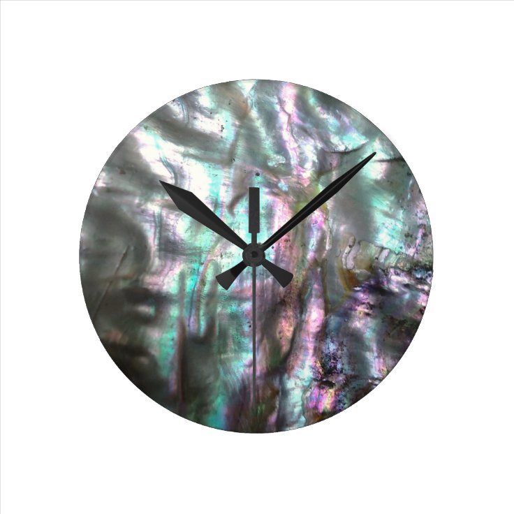 Abalone Shell Round Clock | Zazzle