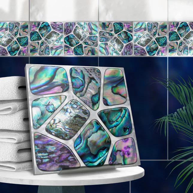 Abalone Shell Texture - Cells Collage N3 Ceramic Tile | Zazzle