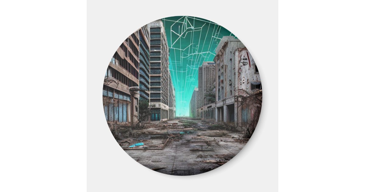 Abandoned City | Post Apocalyptic Dystopia Magnet | Zazzle