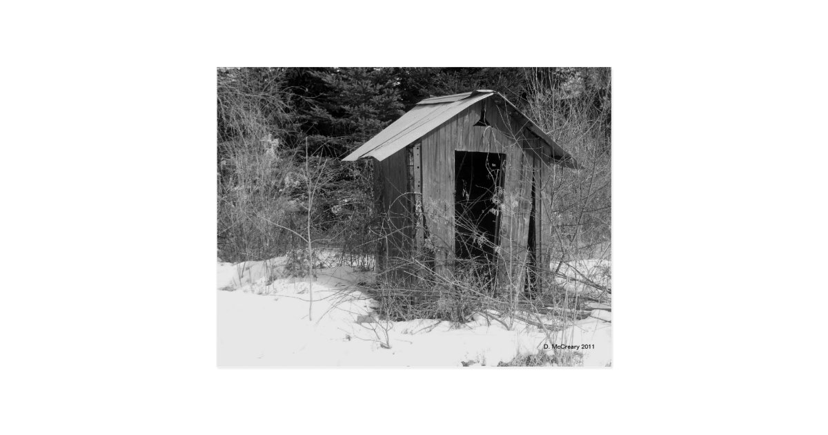 Abandoned Outhouse (B&W) Postcard | Zazzle.com