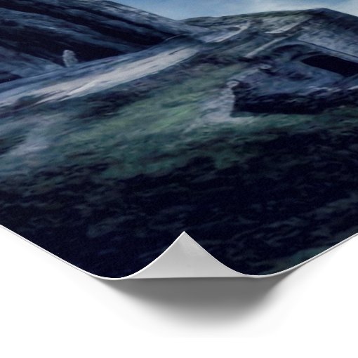 Abandoned Prison on Cliff Digital Art Painting Poster | Zazzle