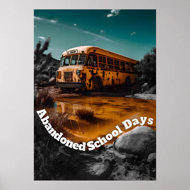 Abandoned School Bus In The Desert - Liminal Space Poster | Zazzle