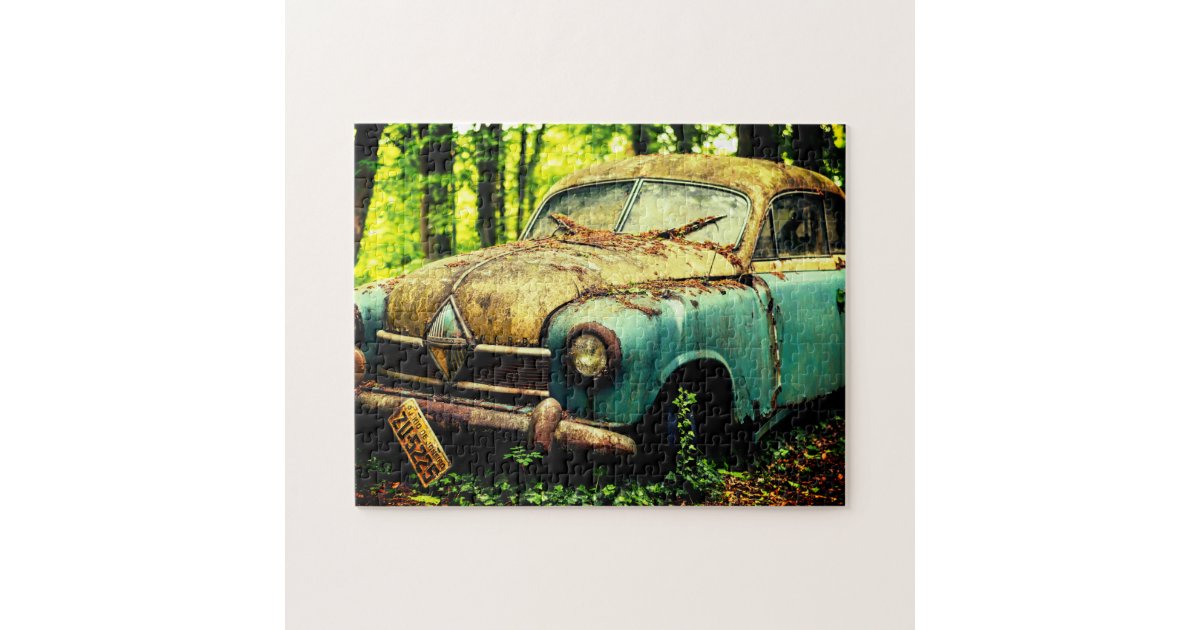 Abandoned Vintage Car Junk Car Jigsaw Puzzle | Zazzle