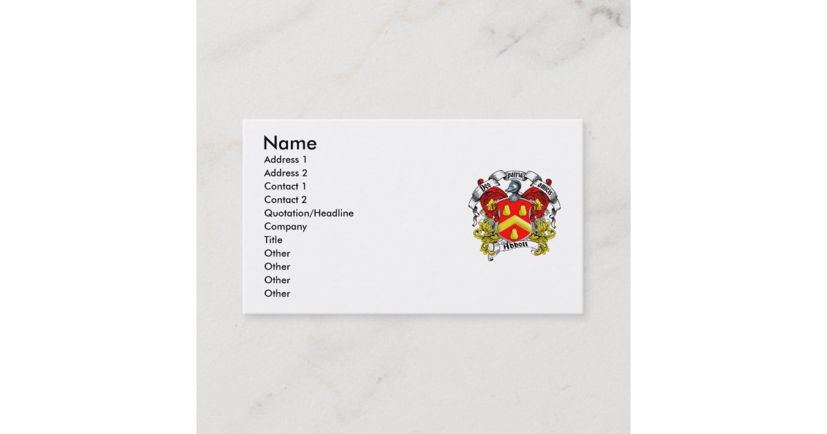 Abbott Family Crest Business Card | Zazzle
