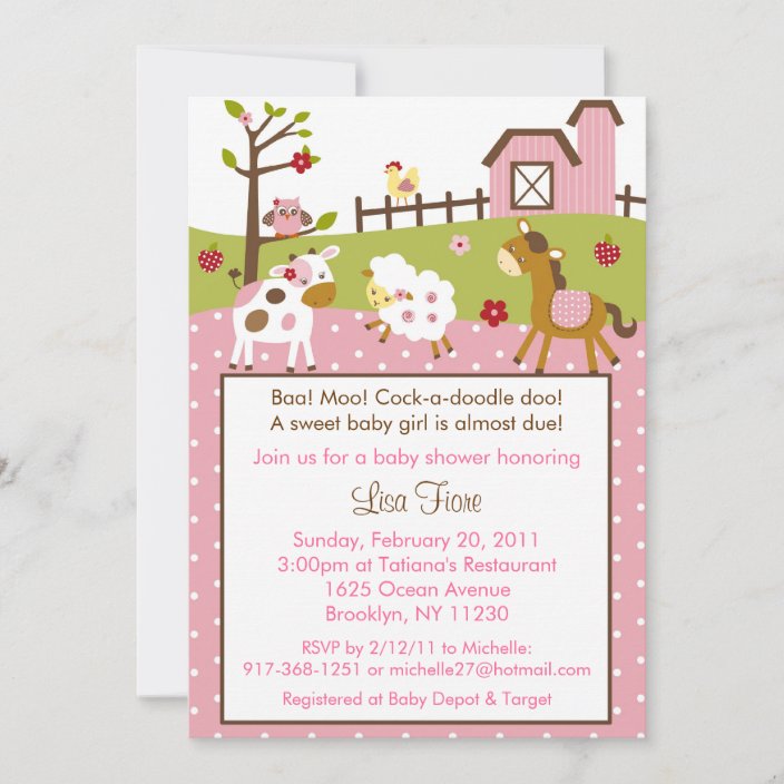 Abby's Farm Farm Animal Baby Shower Invitations | Zazzle
