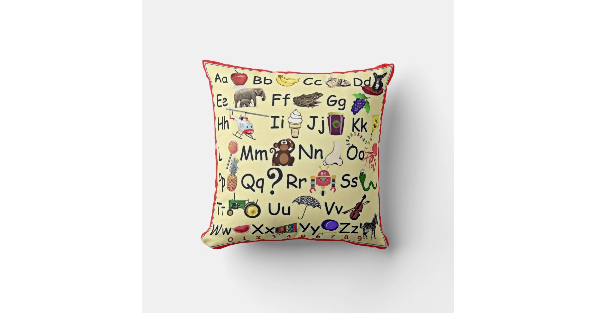 ABC 123 Alphabet Numbers Learning Pillow Preschool | Zazzle