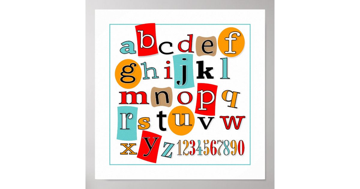 ABC 123 Child's Wall Art Decor Poster | Zazzle