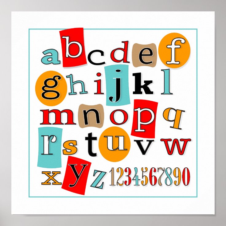 ABC 123 Child's Wall Art Decor Poster | Zazzle