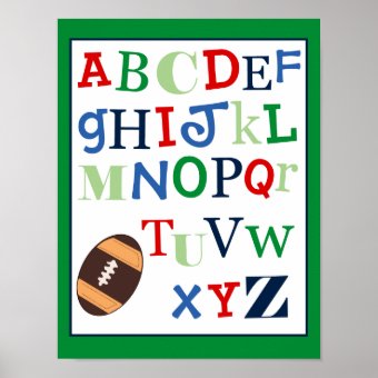 ABC Alphabet Art Print Football Sports Theme | Zazzle