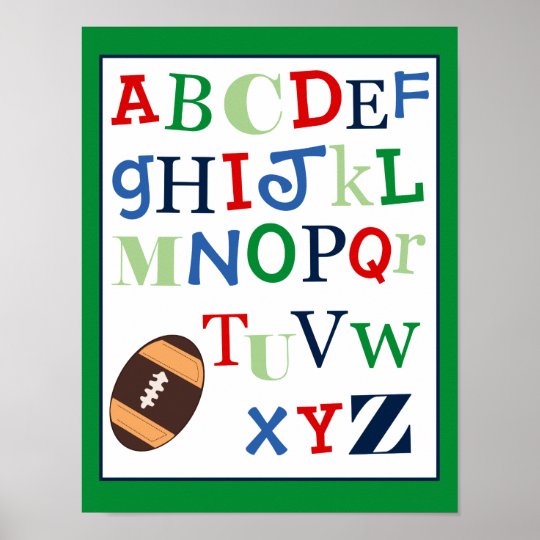 ABC Alphabet Art Print Football Sports Theme | Zazzle.com