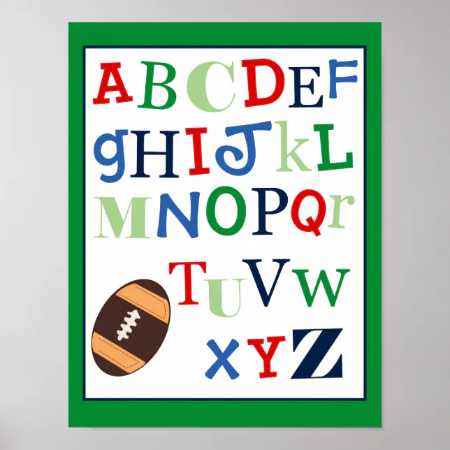 ABC Alphabet Art Print Football Sports Theme | Zazzle