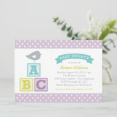 ABC Alphabet Blocks Lavender Purple Baby Shower Invitation | Zazzle