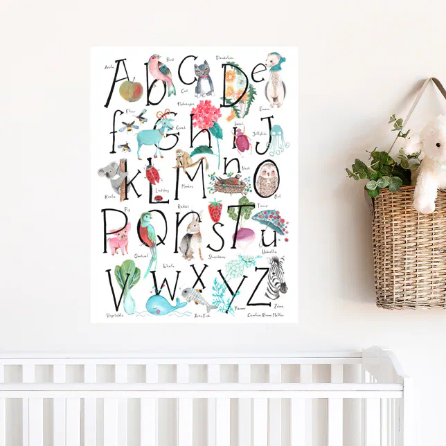 ABC alphabet kids cute animals Wall Decal | Zazzle