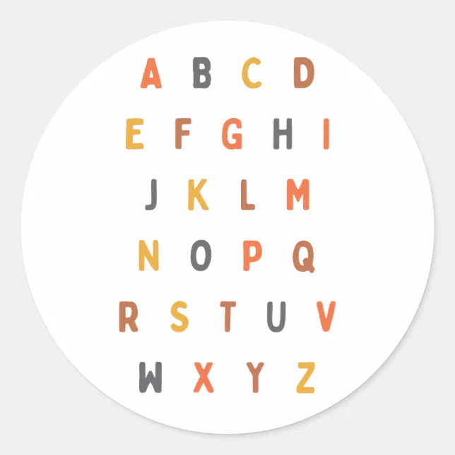 abc alphabet letters A-Z Stickers Labels | Zazzle