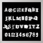 ABC Alphabet Letters & Numbers | Black and White Poster | Zazzle