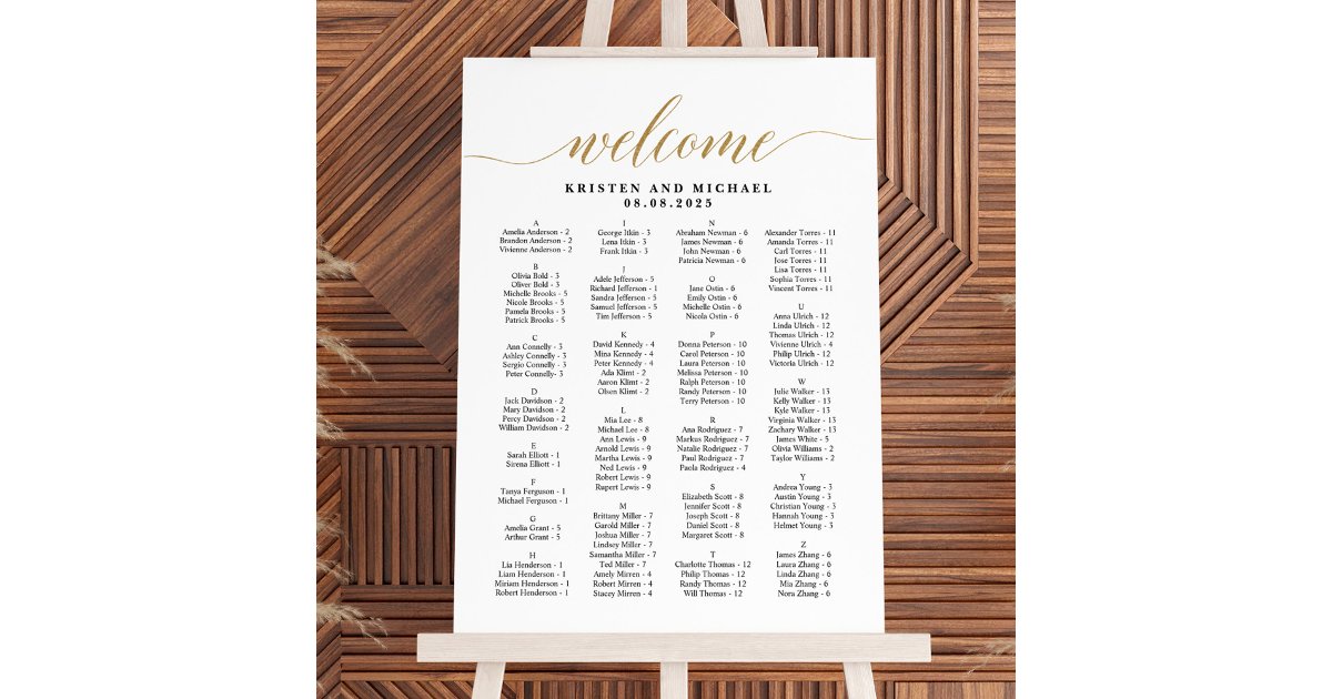 ABC Alphabetical Welcome Sign Seating Chart Board | Zazzle
