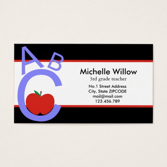 ABC Apple School Teacher Business Card | Zazzle.com