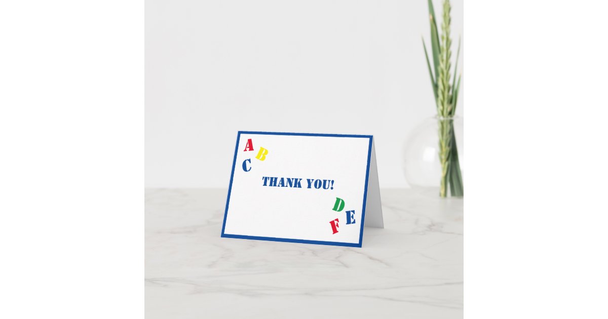 ABC Baby Shower Thank You Card | Zazzle