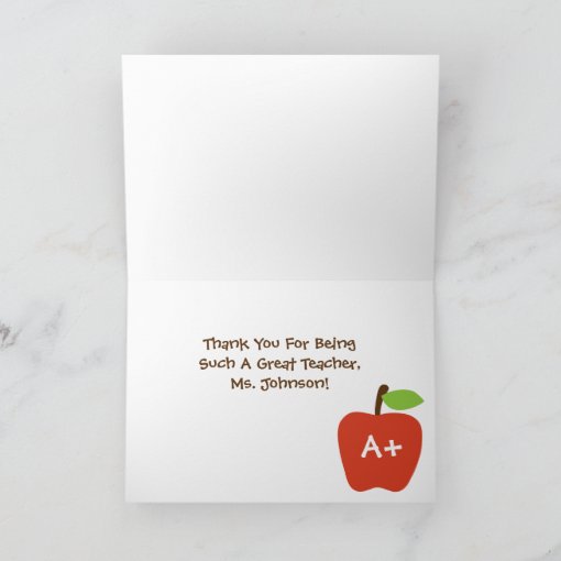 ABC Chalkboard, Thank You, Teacher Appreciation Thank You Card | Zazzle