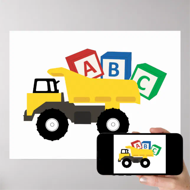 ABC Dump Truck Construction Trucks Poster | Zazzle