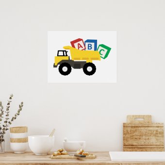 ABC Dump Truck Construction Trucks Poster | Zazzle