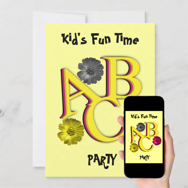ABC Kid's Party Invitation | Zazzle