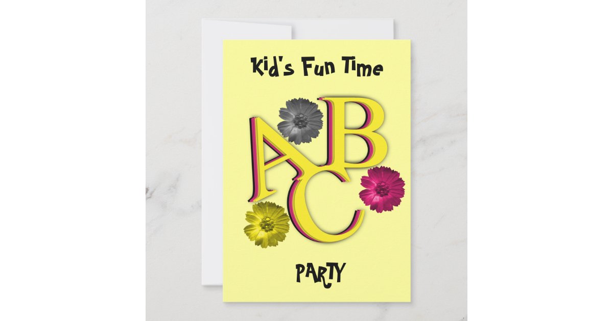 ABC Kid's Party Invitation | Zazzle