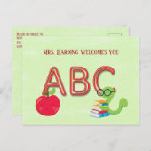 ABC Neon Letters Bookworm with Website Postcard | Zazzle