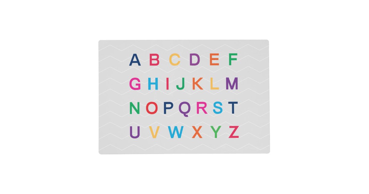 ABC's Alphabet learning colorful ABC letters Placemat | Zazzle