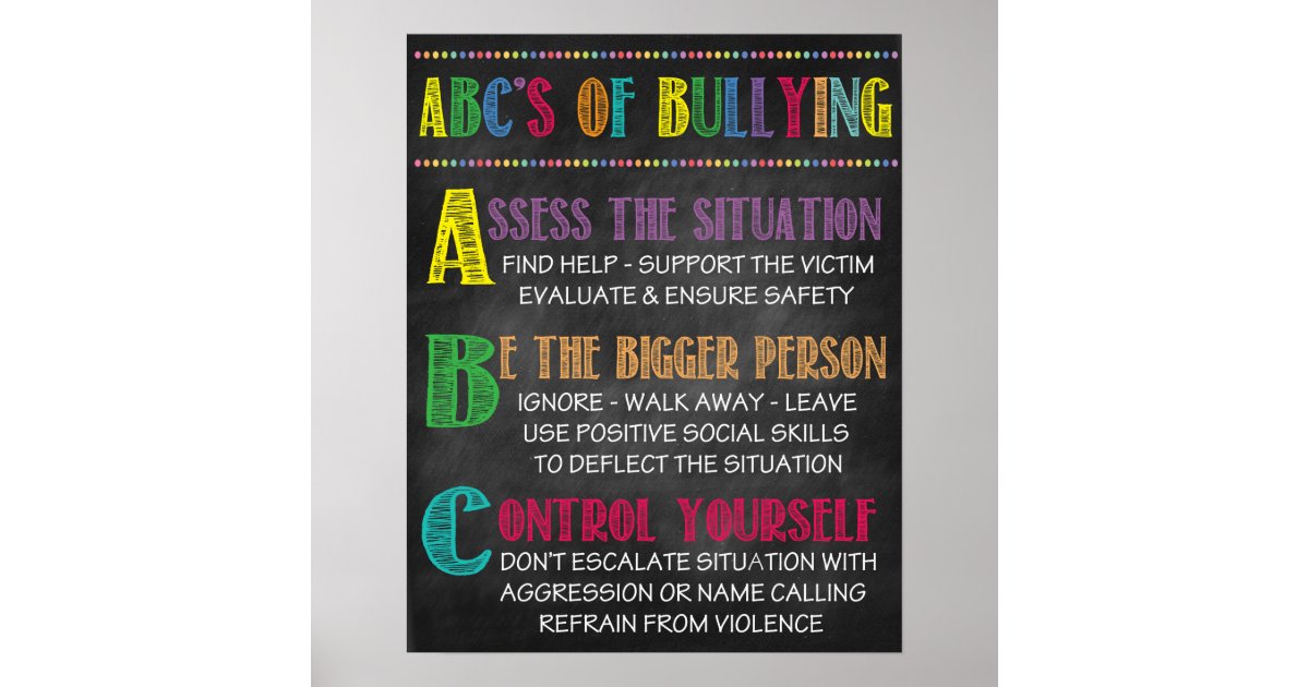 ABC'S OF BULLYING POSTER | Zazzle