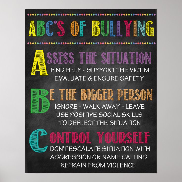 ABC'S OF BULLYING POSTER | Zazzle