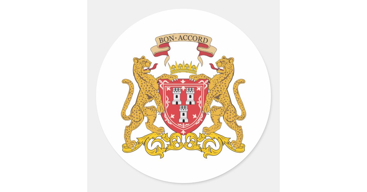 Aberdeen Coat Of Arms Classic Round Sticker | Zazzle